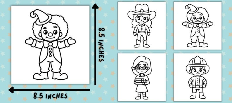 Cute Simple Characters Coloring Book by Maycontaincolor - Etsy
