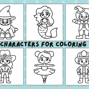Cute Simple Characters Coloring Book by Maycontaincolor - Etsy