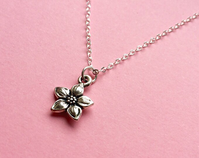 Jasmine Flower Necklace, Small Silver Flower Jewellery, Jasmine ...