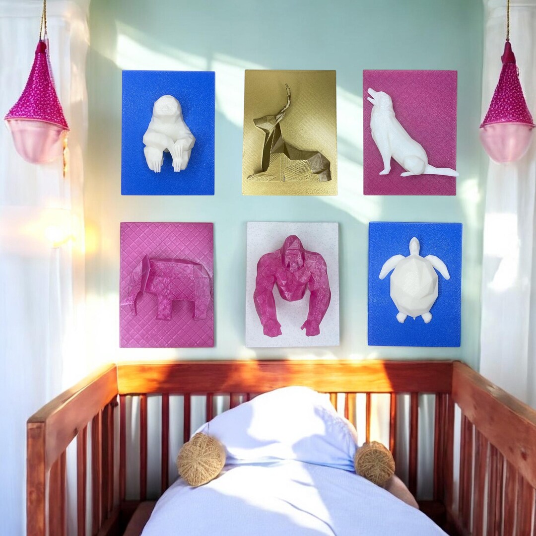 3D Printed Animal Wall Art, Minimalist Geometric Animal Decor, Modern ...