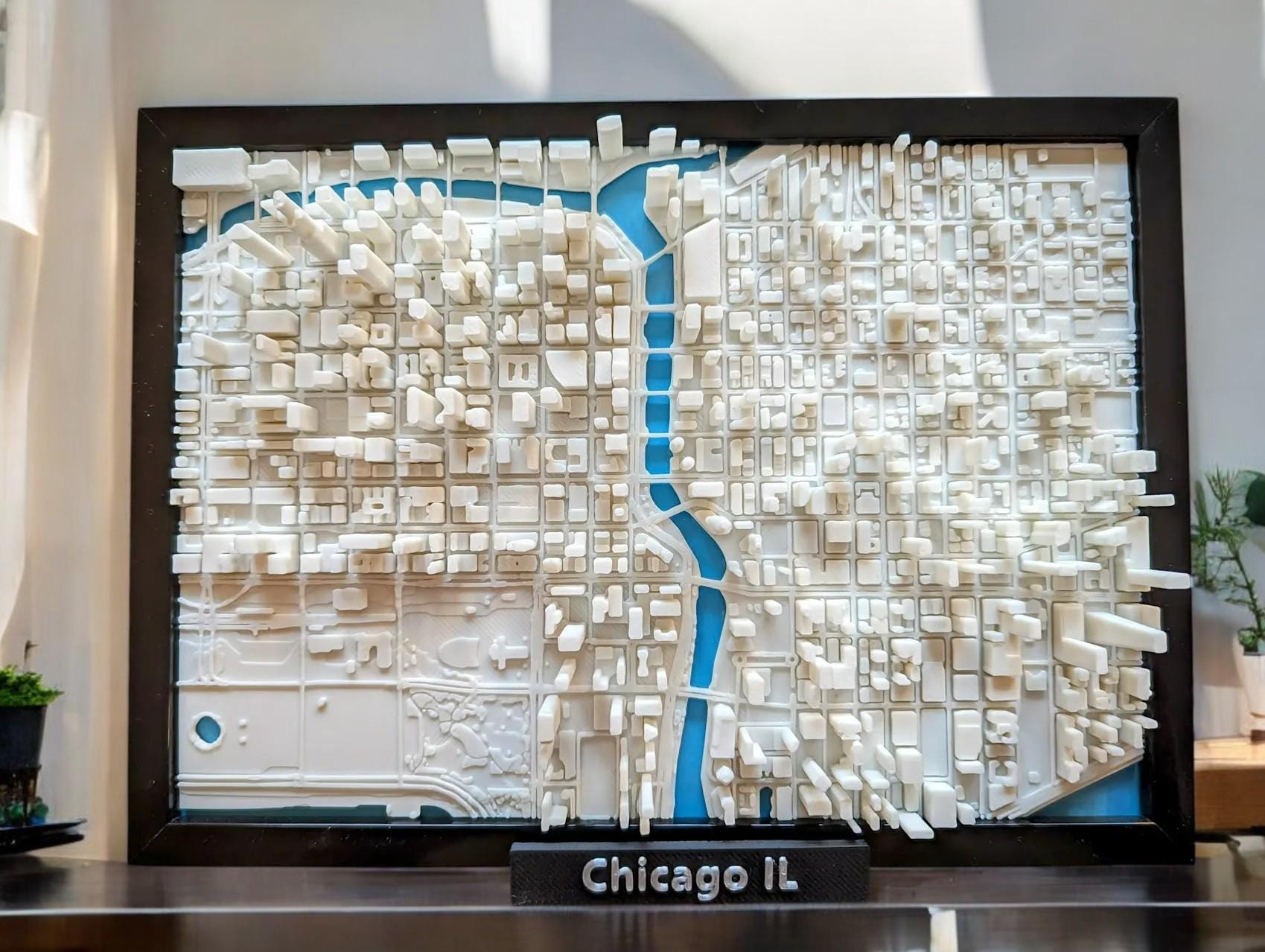 3D Chicago Relief Map, Detailed Cityscape Wall Art, Modern Chicago City ...