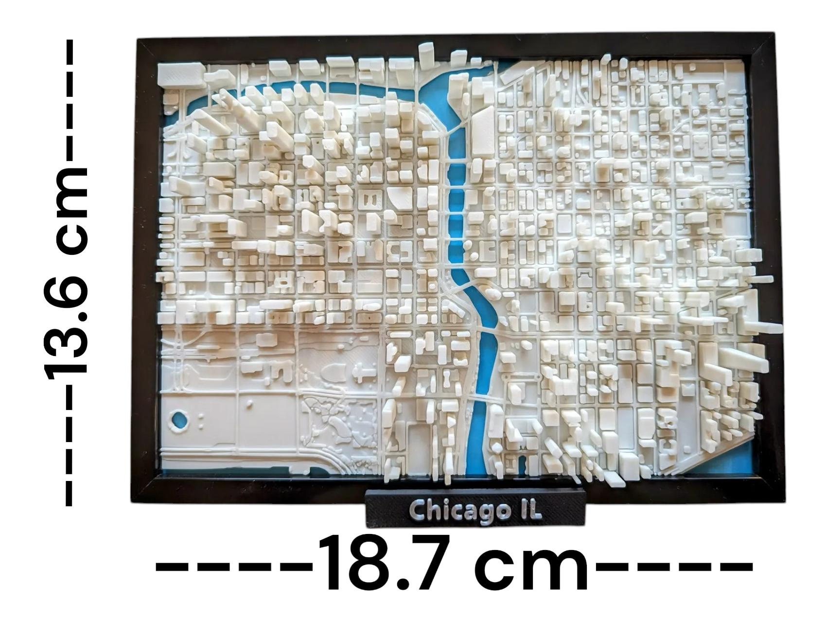 3D Chicago Relief Map, Detailed Cityscape Wall Art, Modern Chicago City ...