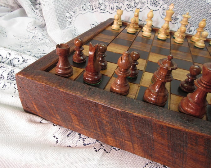 Chess Set in Reclaimed Barn Wood - Etsy