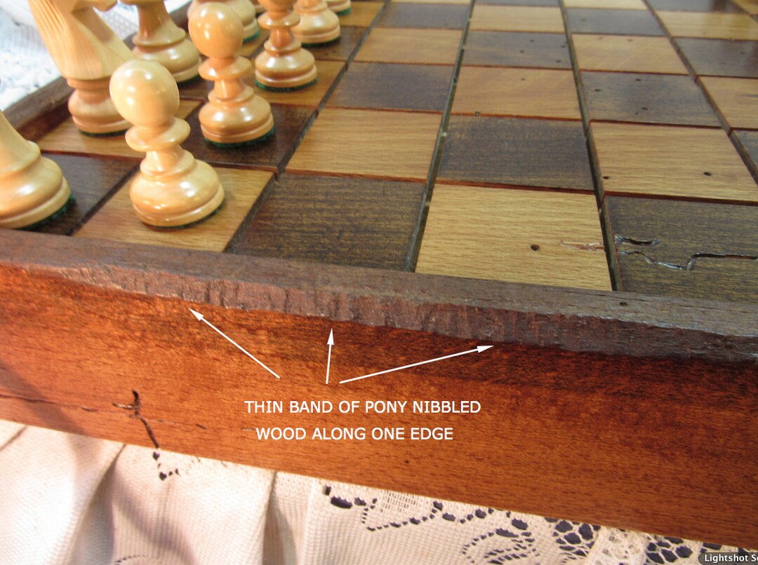 PONY NIBBLED EDGE Chess Set in Reclaimed 1830's Ohio Chestnut Barn Wood ...