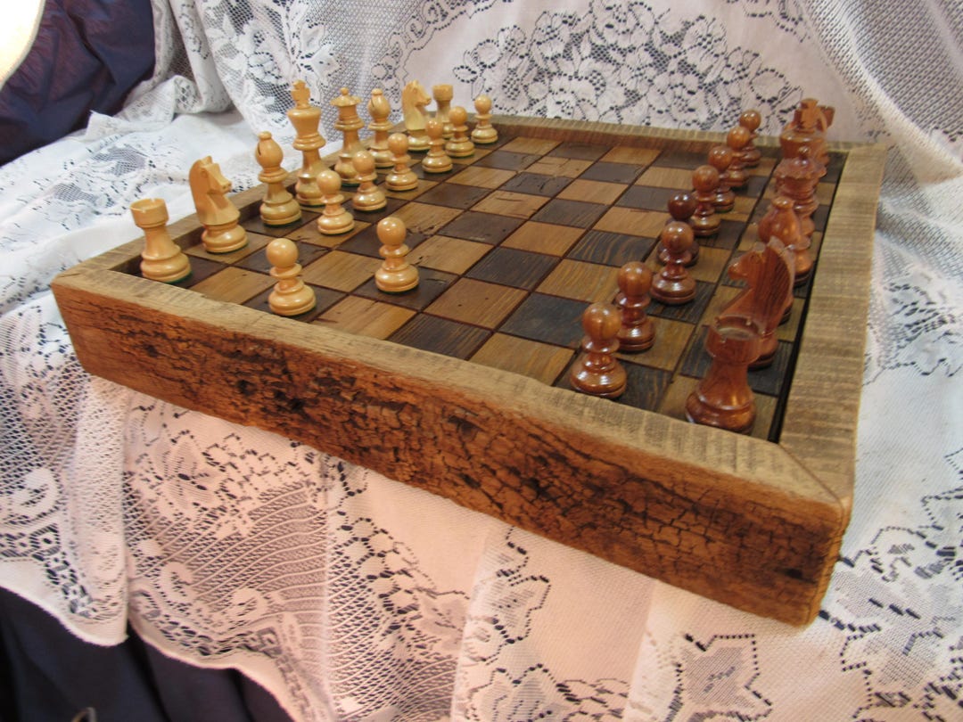 Exceptional Tobacco Barn Chess Set From Reclaimed Barn Woods Sku76 - Etsy