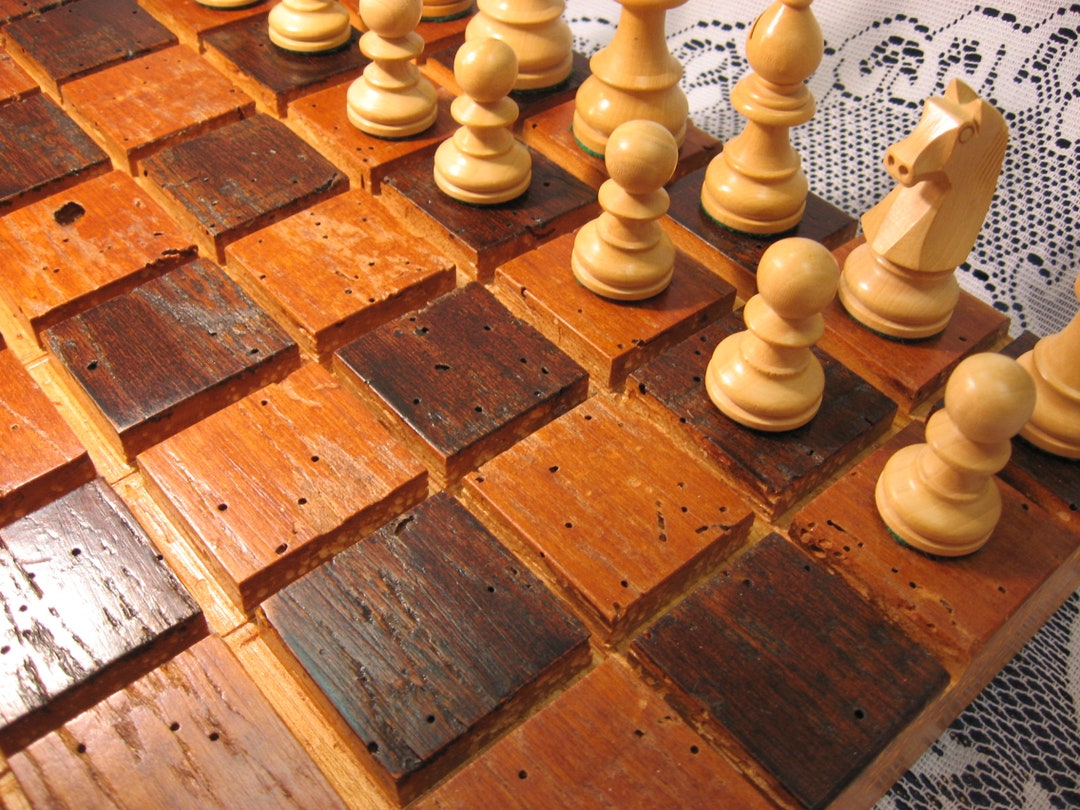 Chess Set From Reclaimed Thousand Hole Chestnut Barn Wood - Etsy