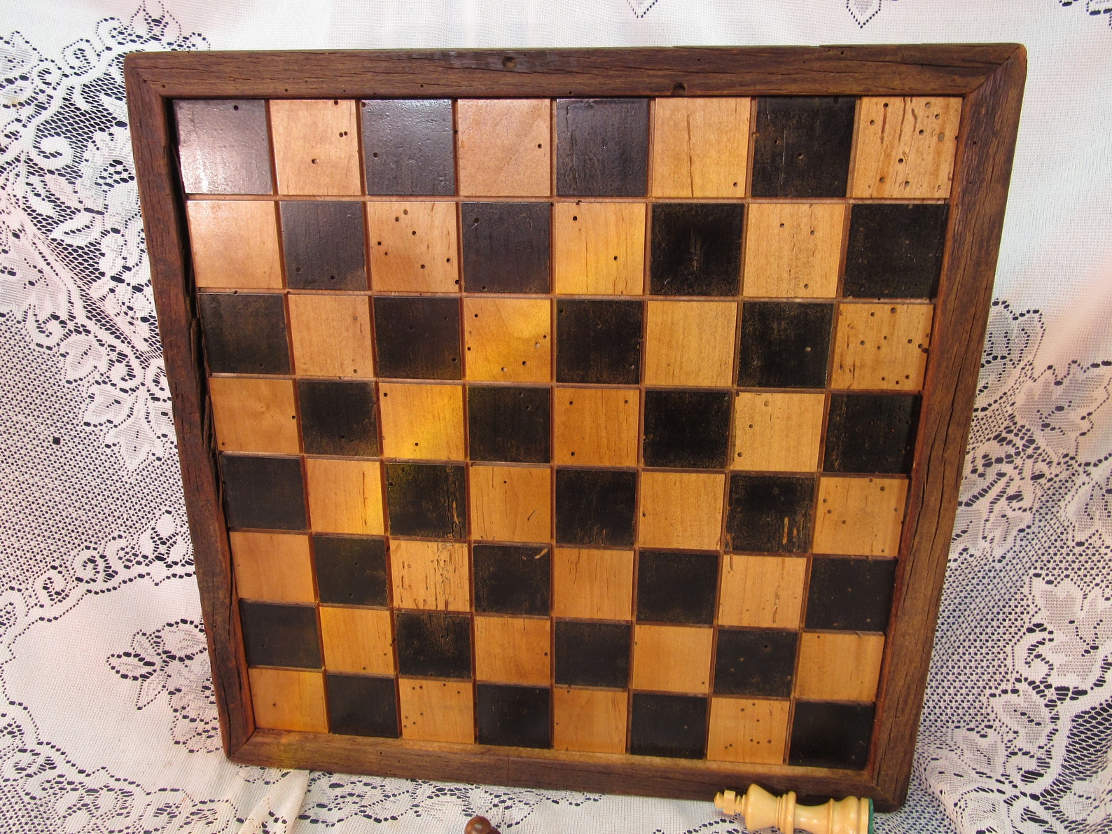 Ton of Worm Holes Chess Set in Reclaimed Wormy Chestnut Barn Wood Sku ...