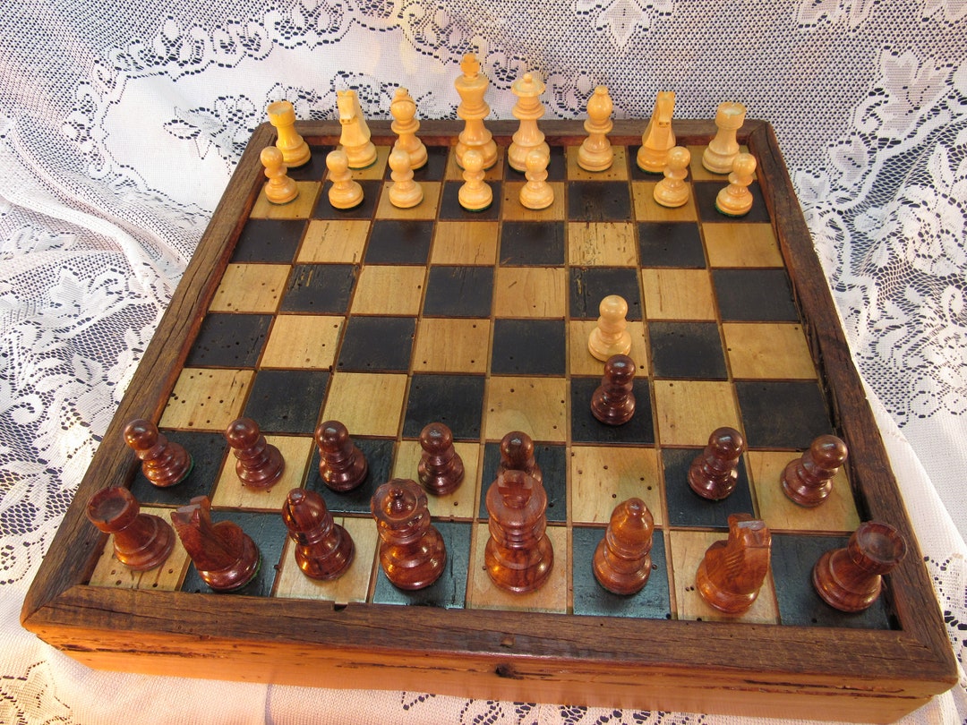 Ton of Worm Holes Chess Set in Reclaimed Wormy Chestnut Barn Wood Sku ...