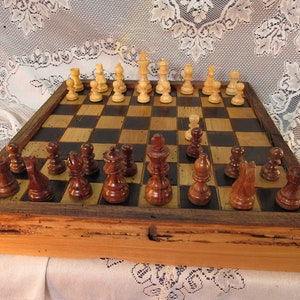 Ton of Worm Holes Chess Set in Reclaimed Wormy Chestnut Barn Wood Sku ...