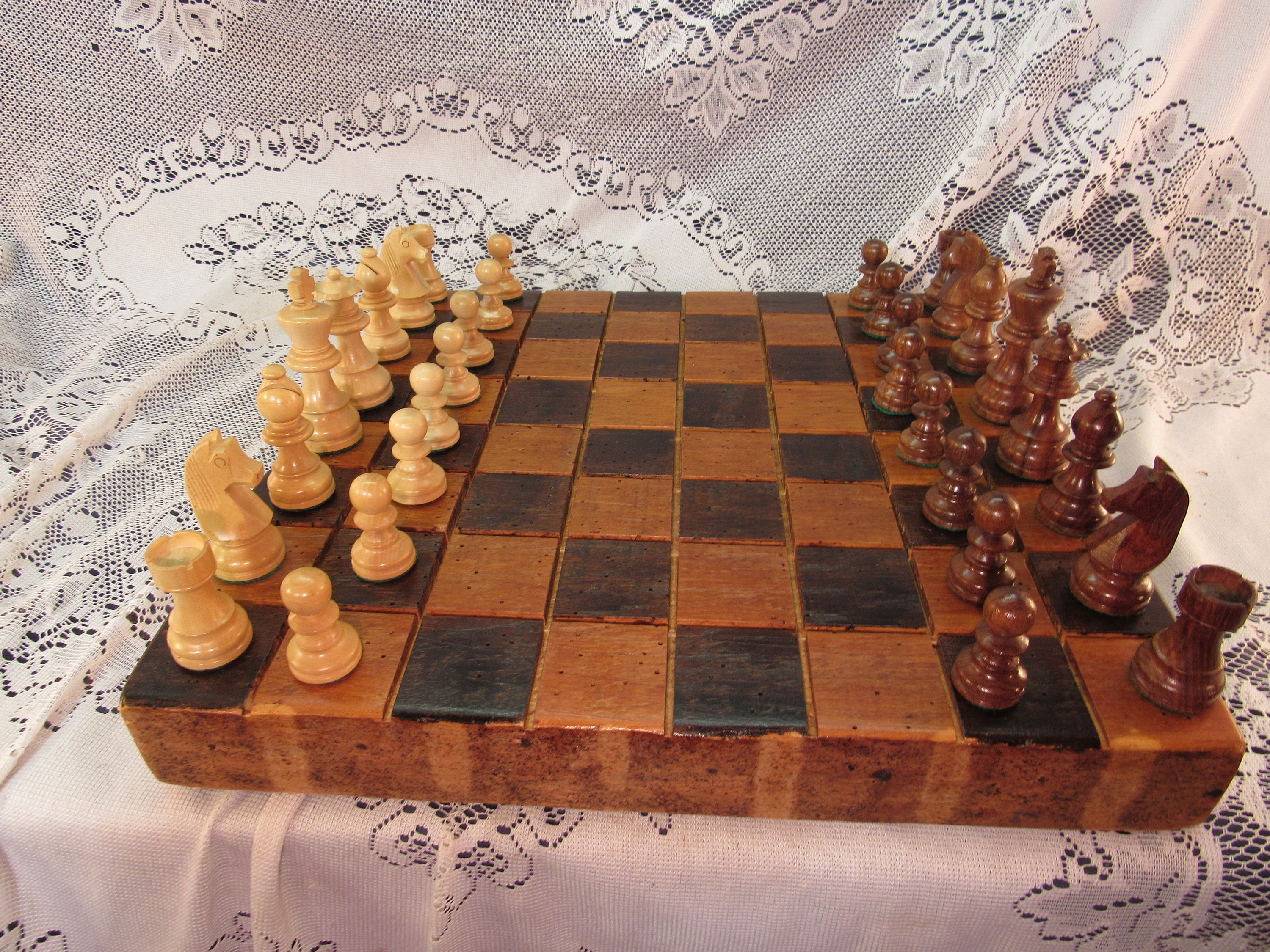 Thousands of Worm Holes Barn Beam HUGE CHESS SET in Wormy | Etsy