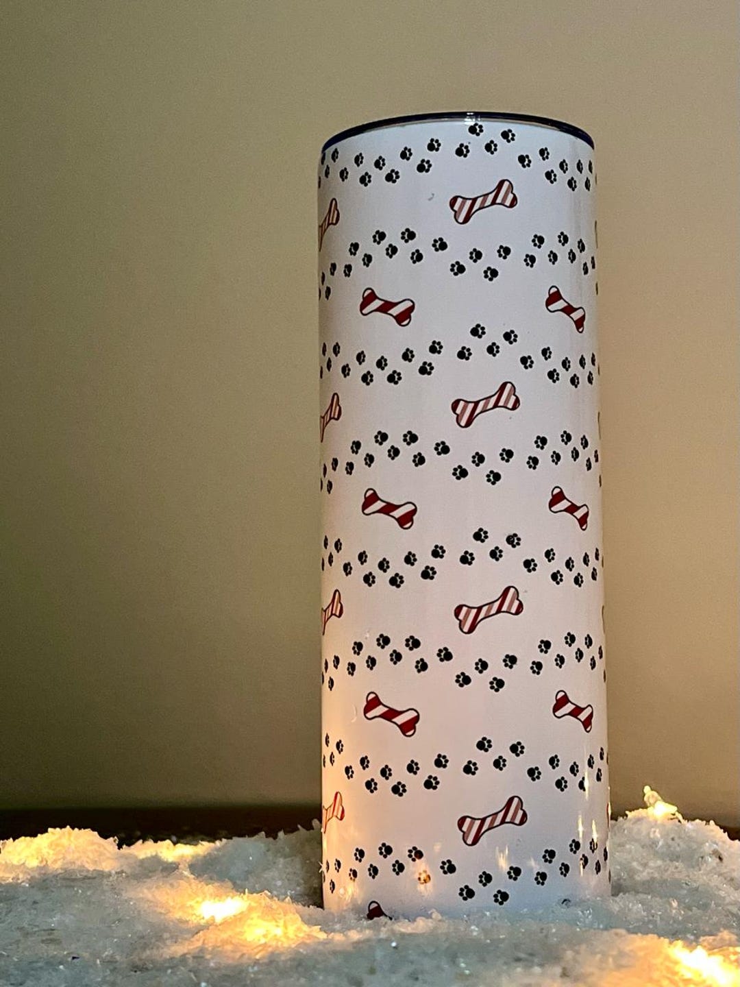 Paw Tracks & Candy Cane Bones Stainless Steel Tumbler - Etsy