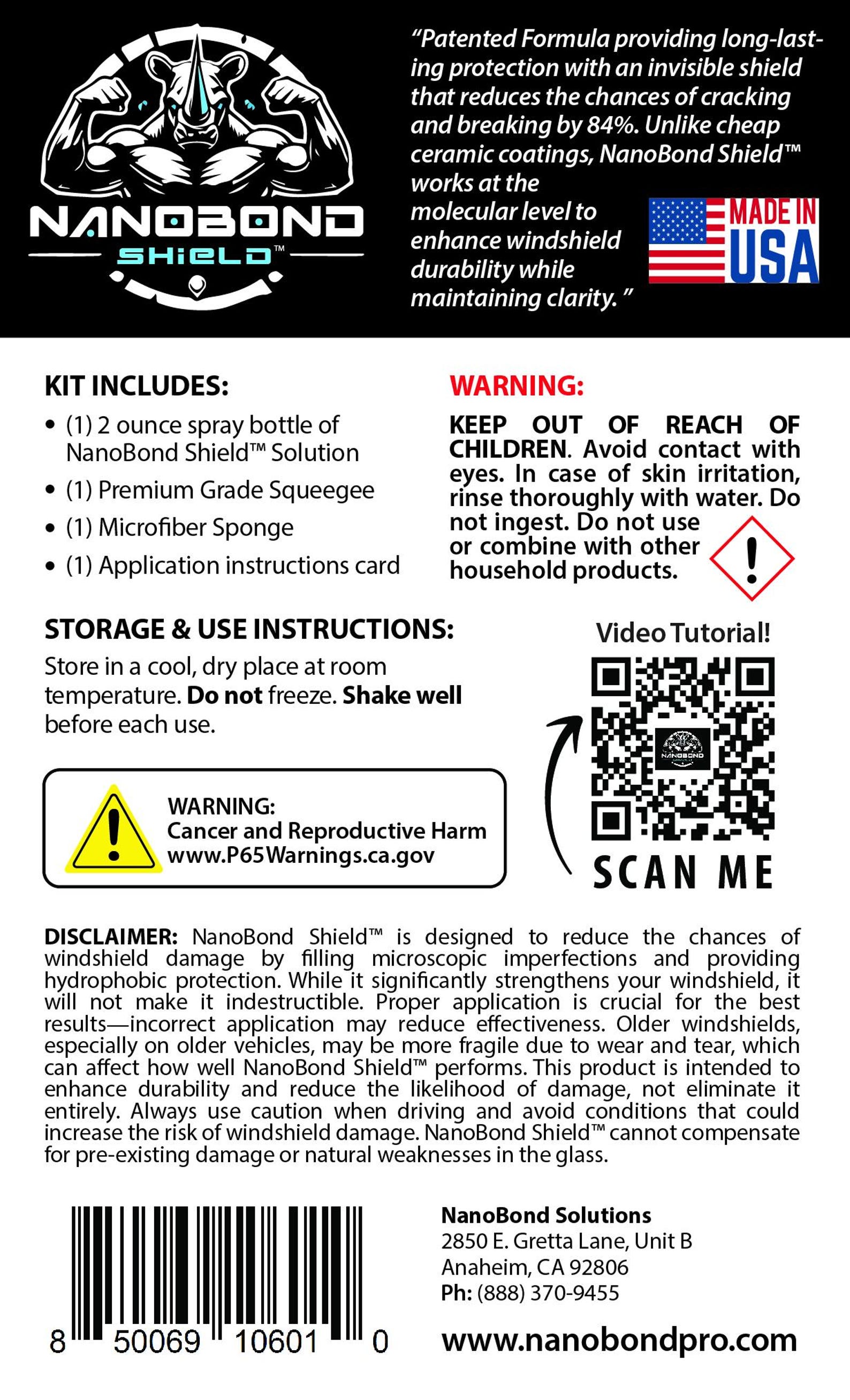 Nanobond Shield™ Windshield Protection and Hydrophobic Spray Kit for ...