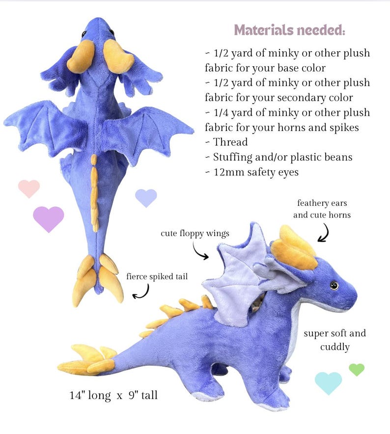 Plush Dragon Sewing Pattern - Classic Dragon - Etsy