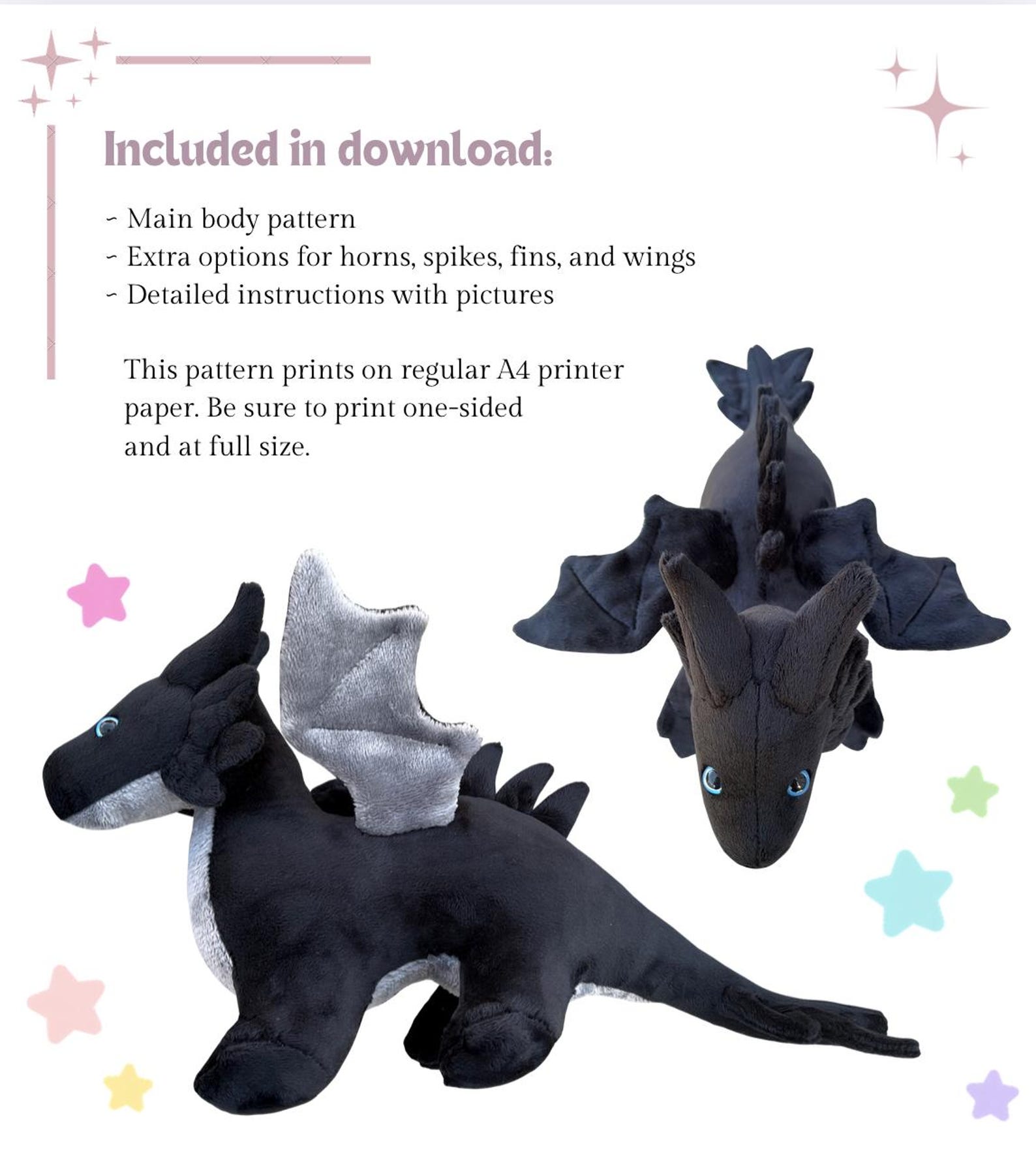 Plush Dragon Sewing Pattern - Classic Dragon - Etsy