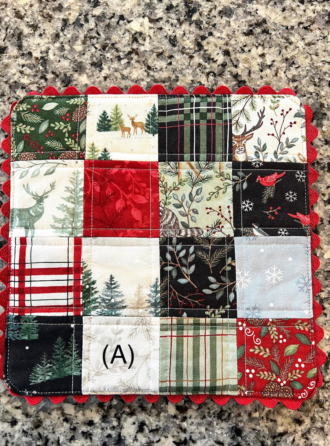 Quilted Patchwork Mug Rug/christmas Mug Rug/snack Mat/candle Mat ...
