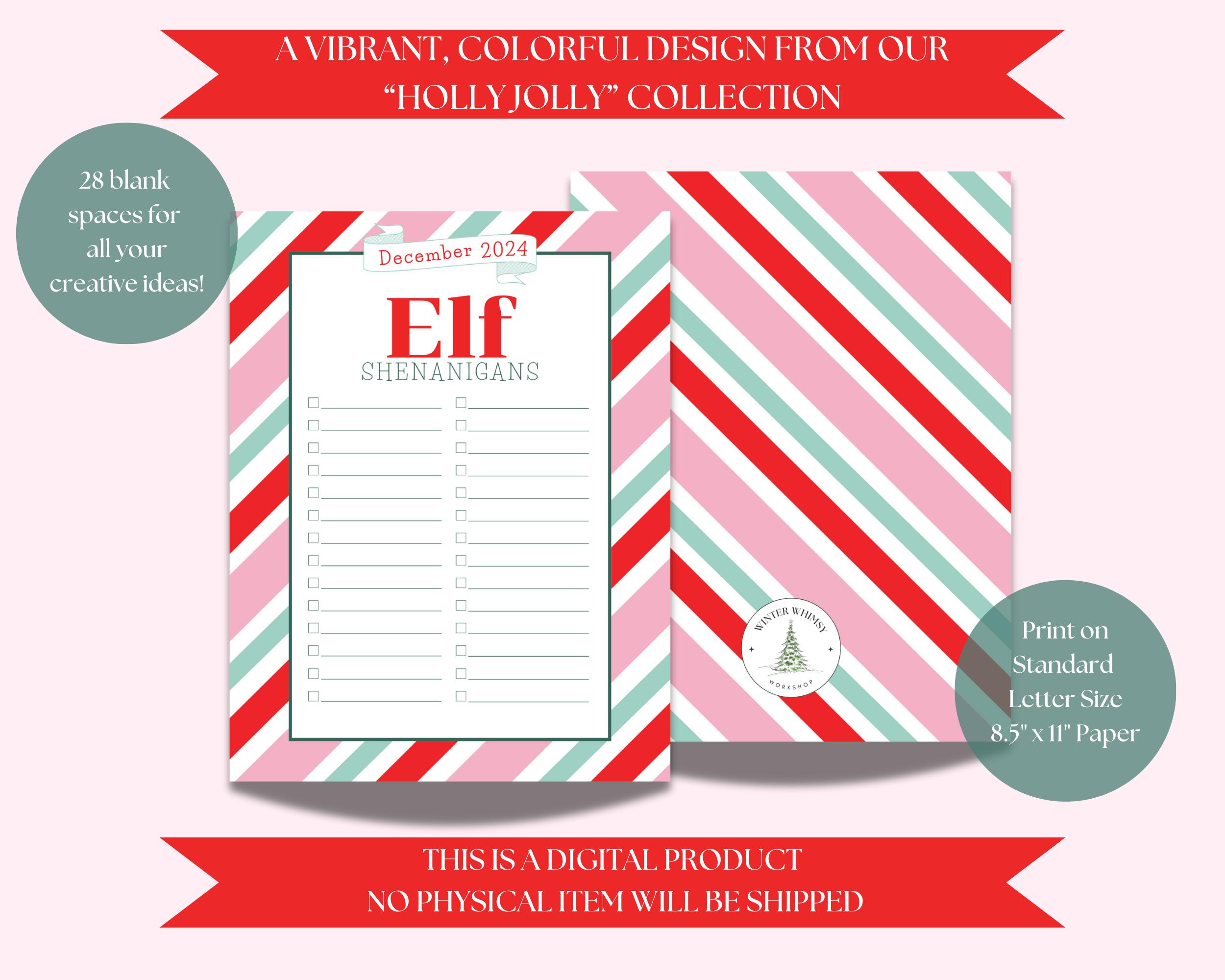 Printable Elf Shenanigans December 2024 Checklist | Holiday Elf ...