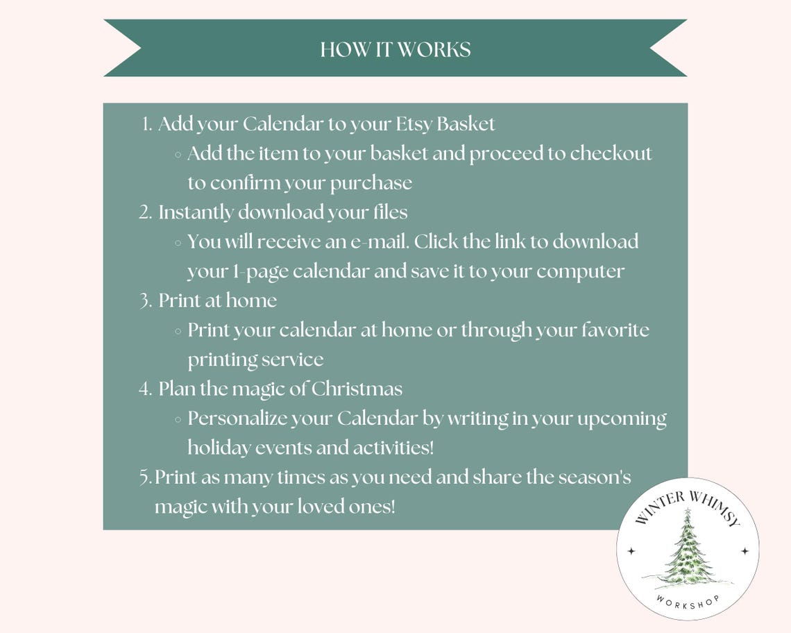 Printable Pink Illustrated December 2024 Blank Christmas Monthly ...