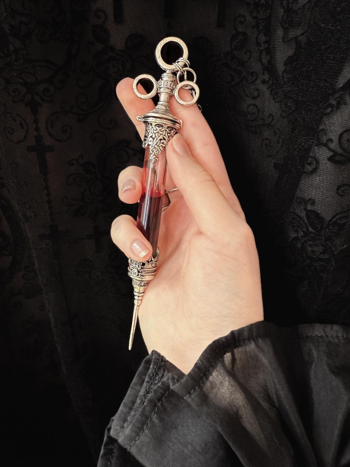 Antique Syringe Necklace With Handmade Chain, Gothic Necklace With ...