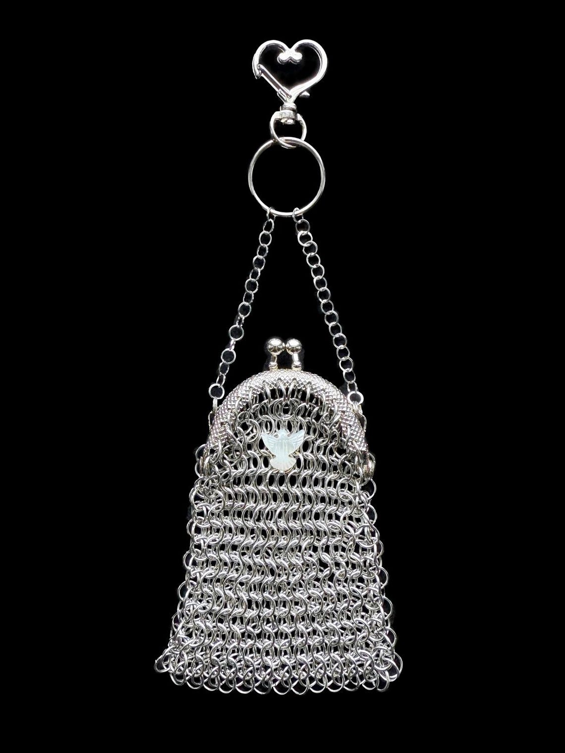 Chainmail Lipstick Belt Pouch With Quartz Perfume Bottle, Handmade ...