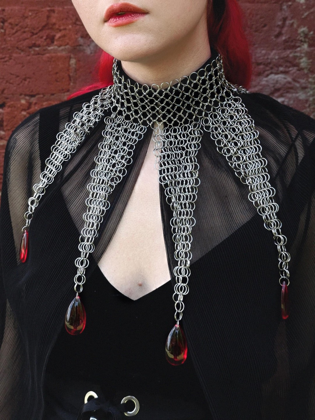 Chainmail Medieval Jester Collar, Handmade Long Clown Necklace - Etsy