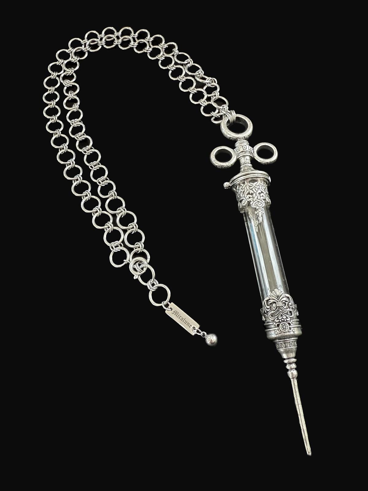 Antique Syringe Necklace With Handmade Chain, Gothic Necklace With ...