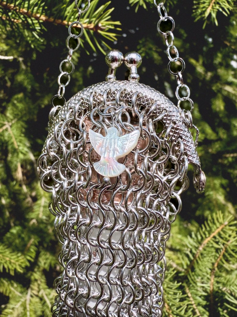 Chainmail Lipstick Belt Pouch With Quartz Perfume Bottle, Handmade ...