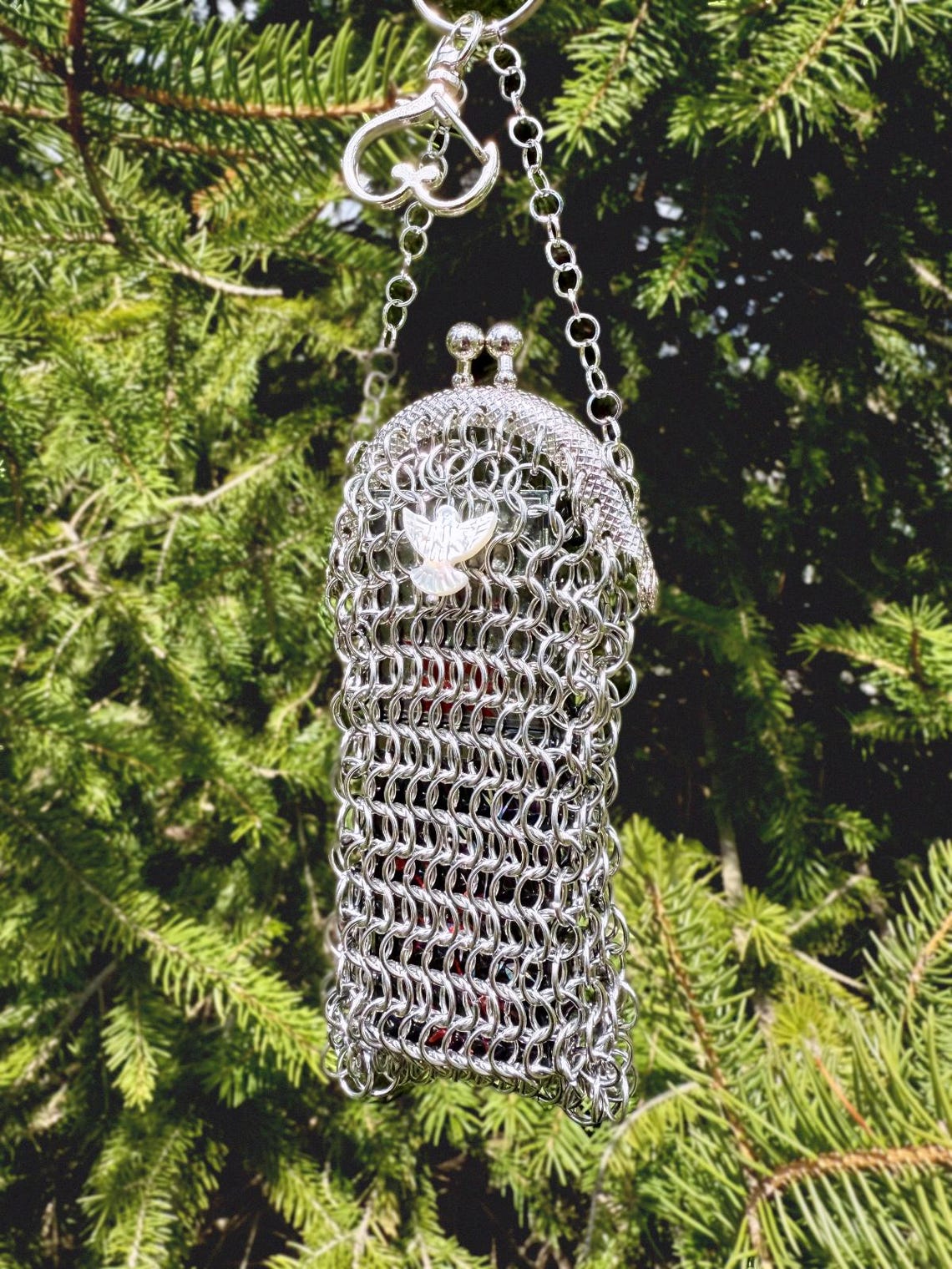 Chainmail Lipstick Belt Pouch With Quartz Perfume Bottle, Handmade ...
