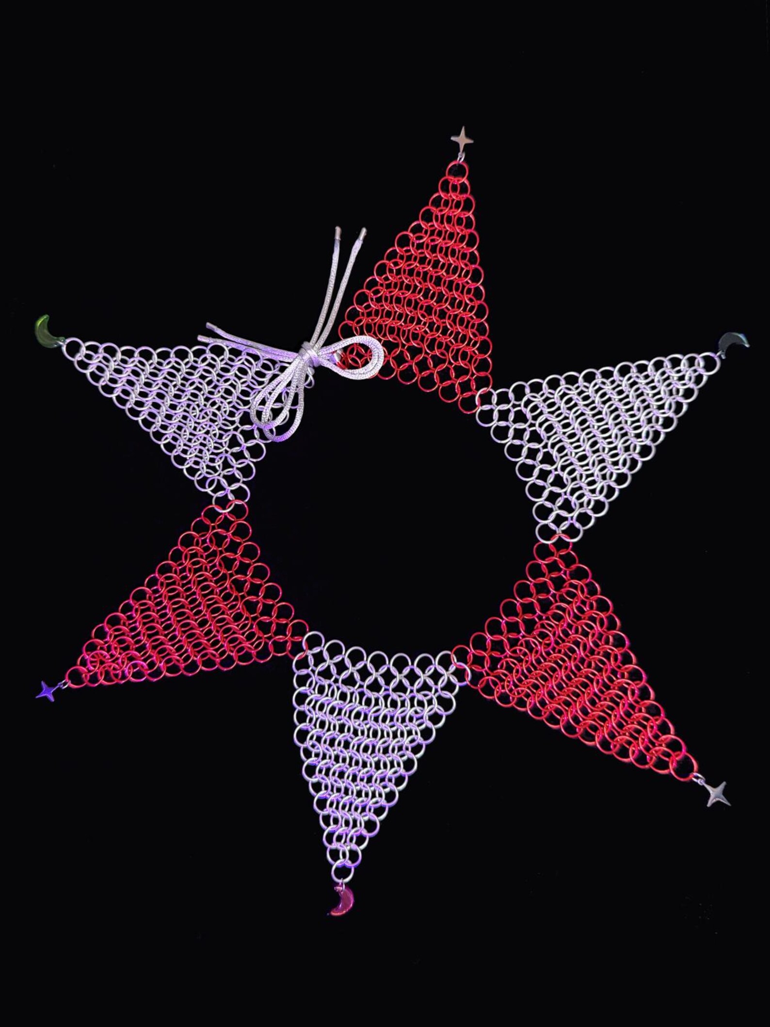 Chainmail Red and White Jester Collar, Handmade Clown Necklace With ...