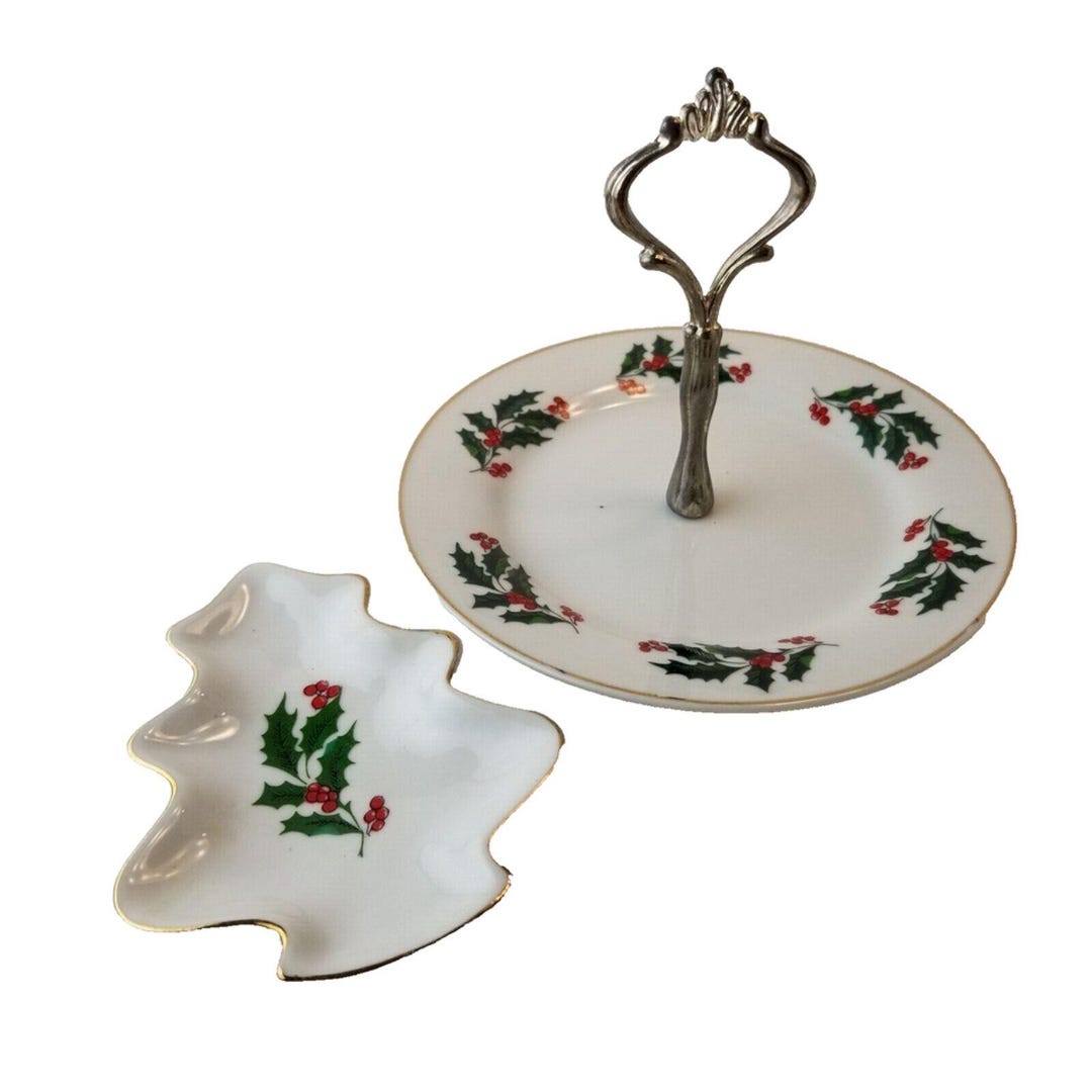 Holiday Server 7" & 5" Tree Shaped Dish Porcelain by Bridgeford - Etsy