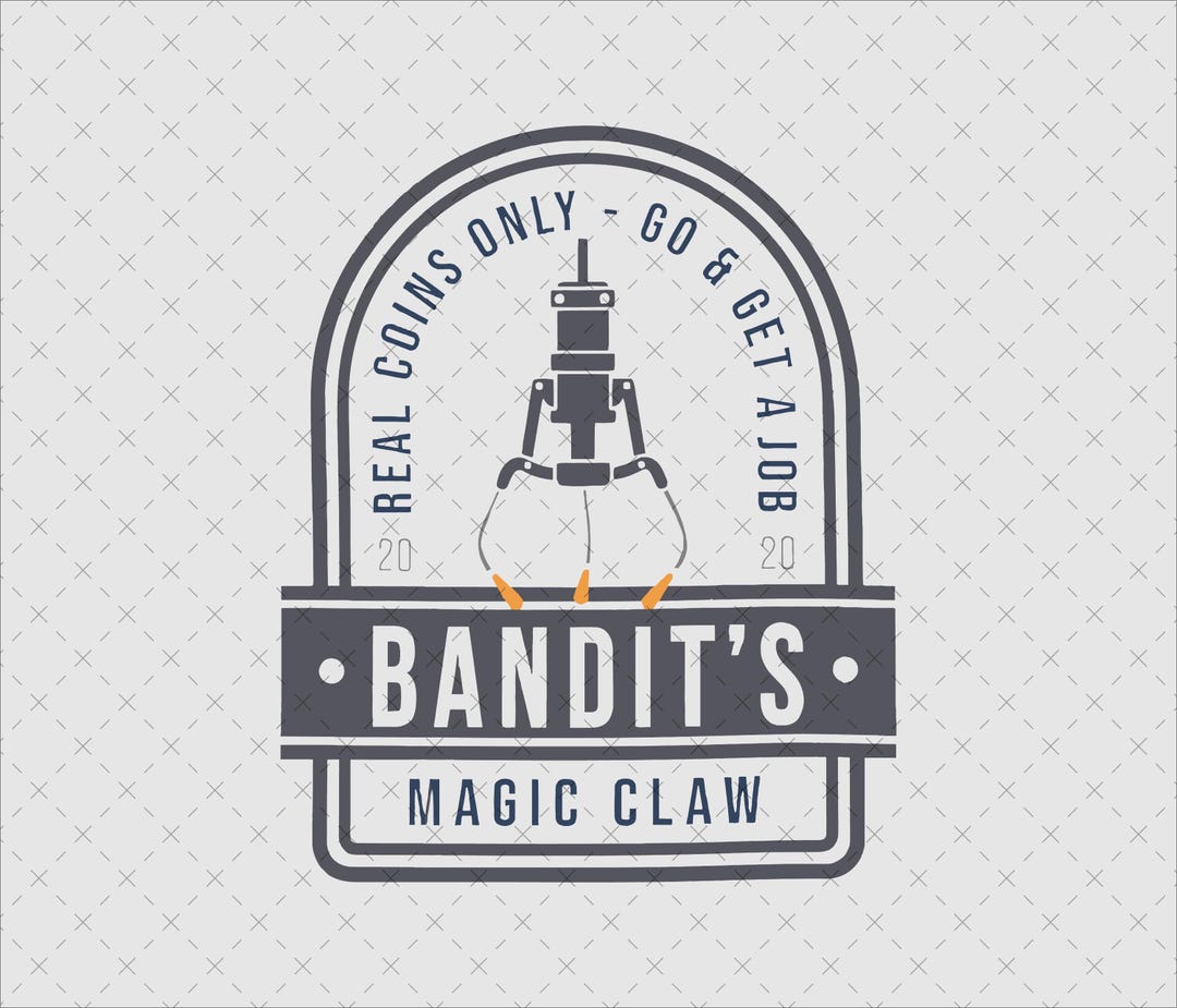 Bandit’s Magic Claw Robot Logo | Vintage Arcade Style Emblem | Gaming T ...