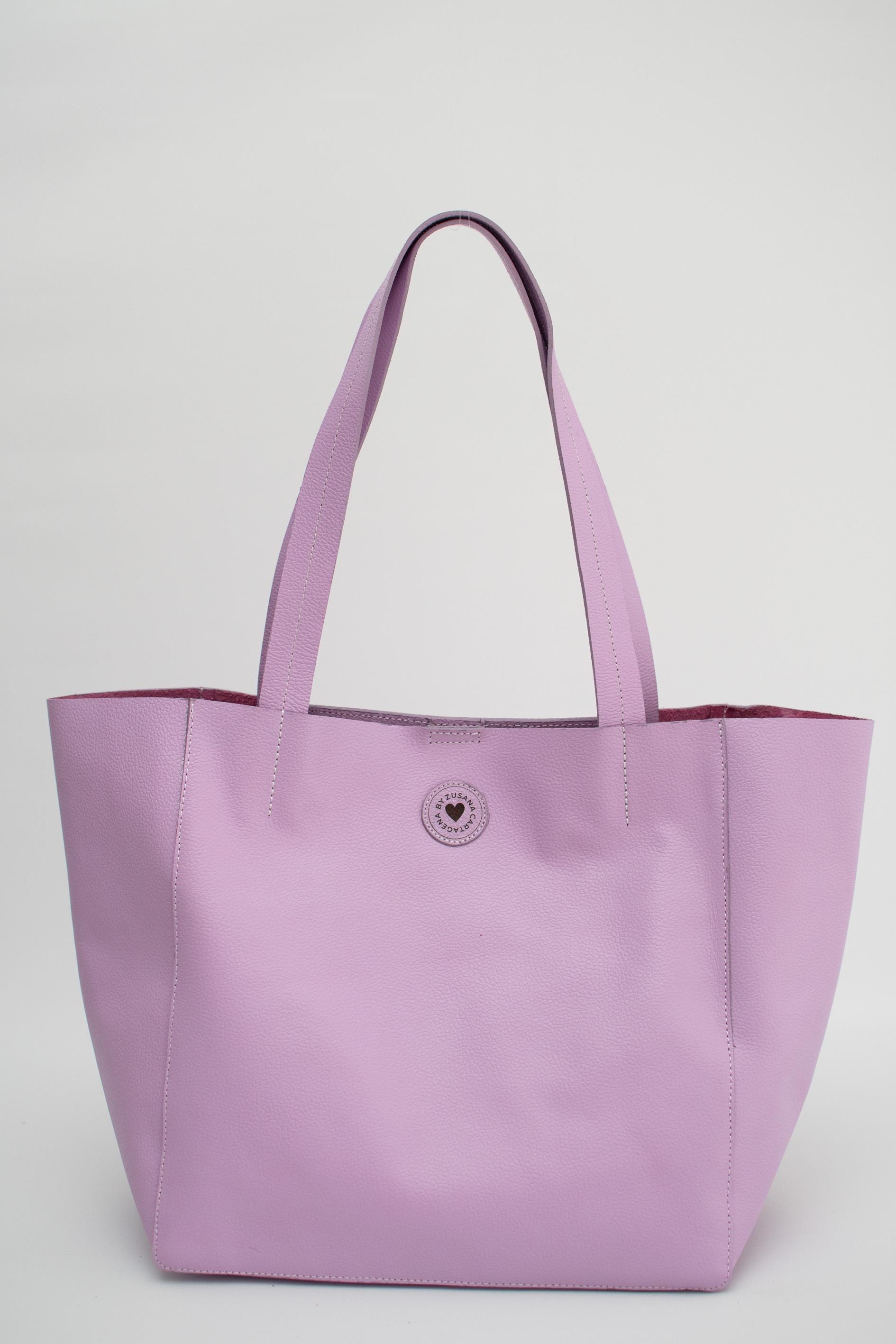 Purple Leather Tote Bag. Lilac Leather Purse, Lightweight Handbag for ...