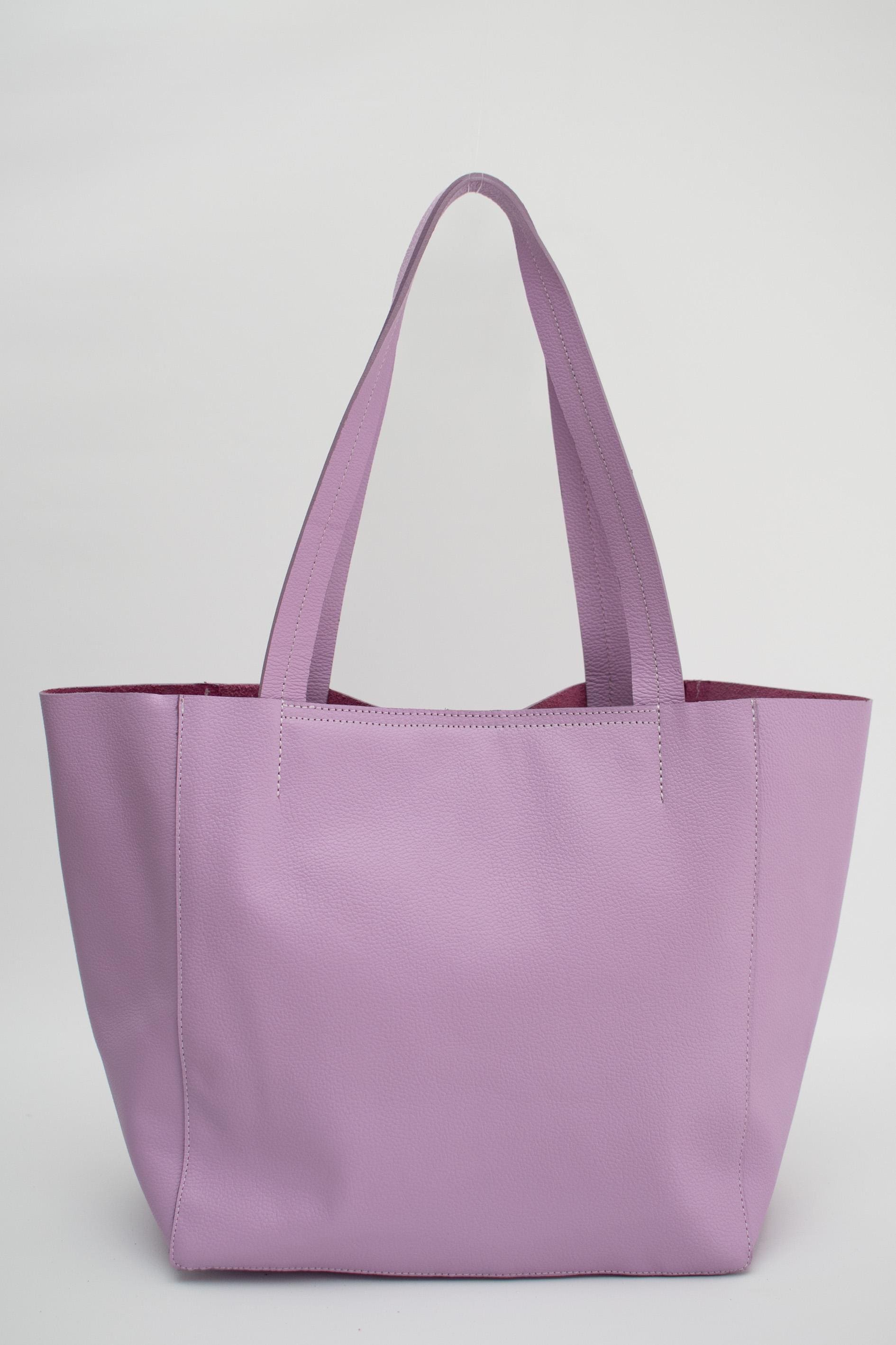 Purple Leather Tote Bag. Lilac Leather Purse, Lightweight Handbag for ...