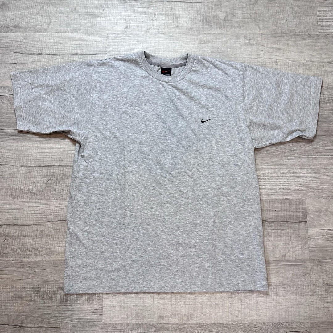 VTG 90s Nike Black Label Check Swoosh Embroidered Shirt Large Gray ...