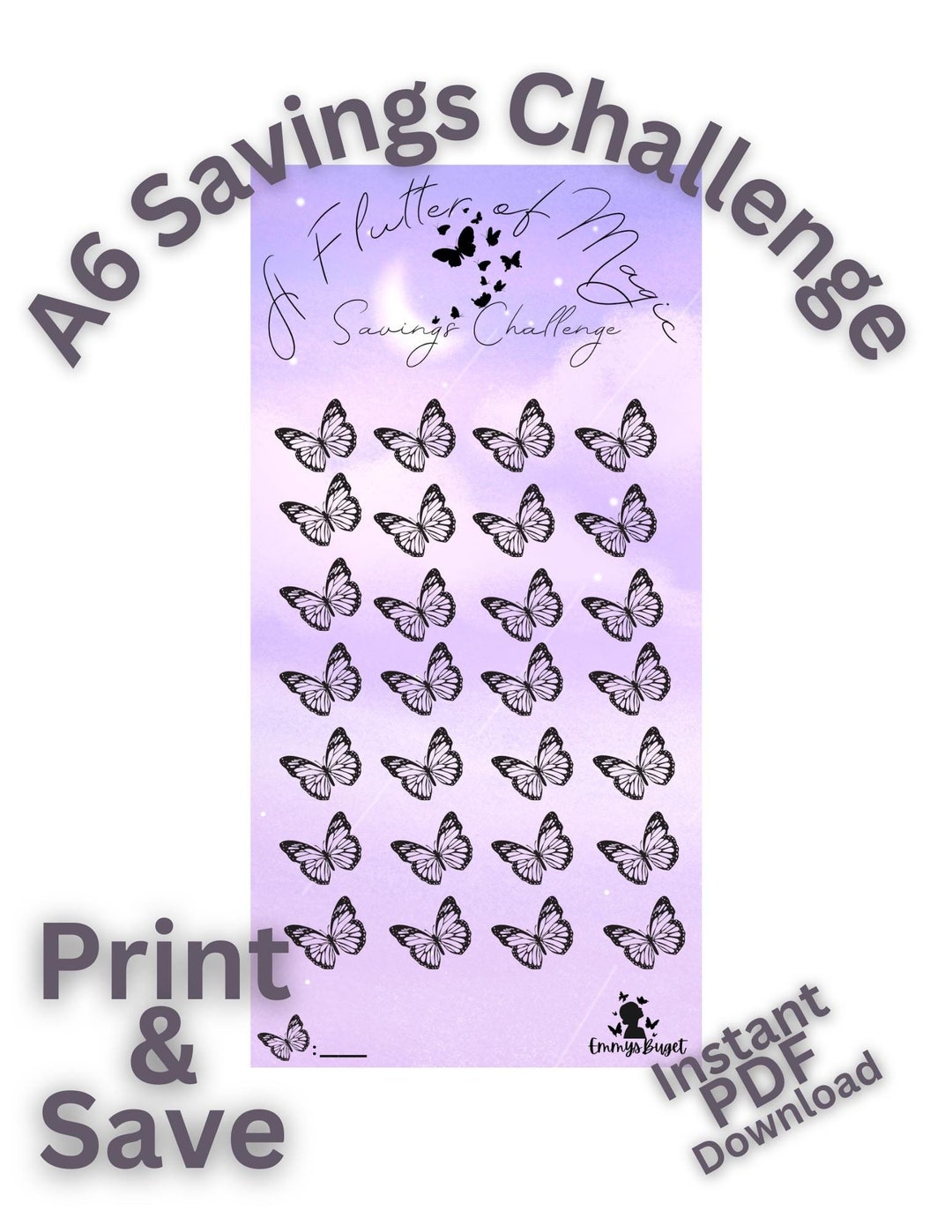 Butterfly Savings Challenge - Etsy