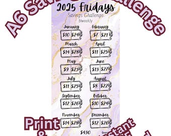 2025 Fridays Savings Challenge - Etsy