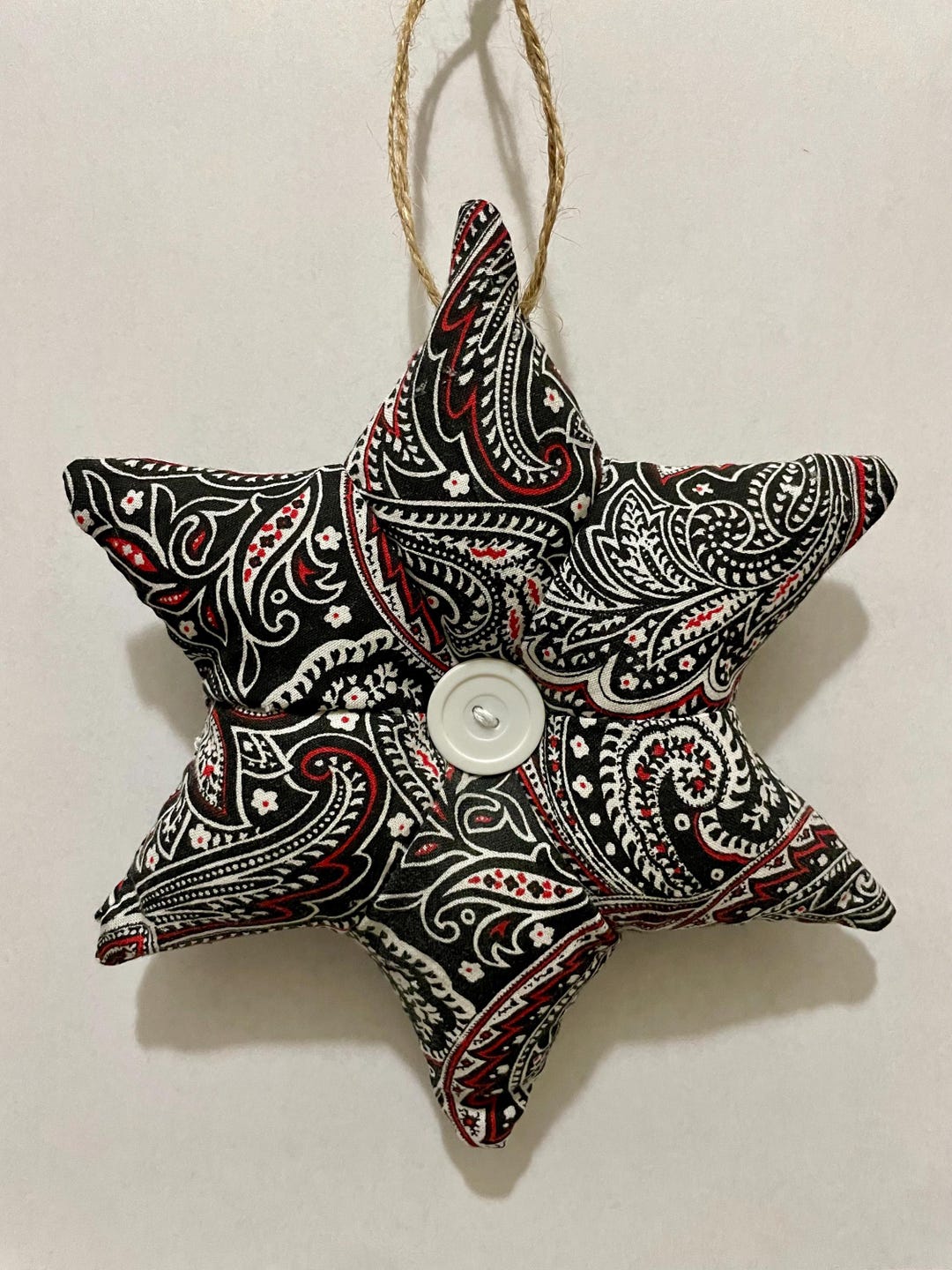 Red and Black Paisley Star Ornament - Etsy