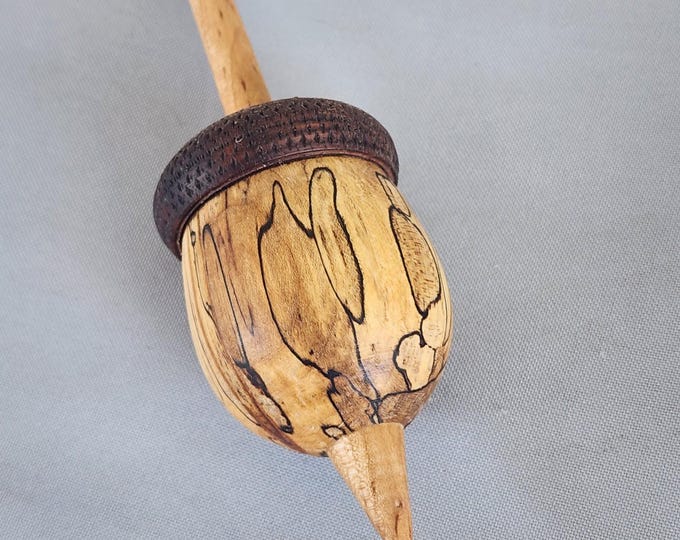 Drop Spindle - Acorn Style - Support Spinning - Spalted Maple and ...