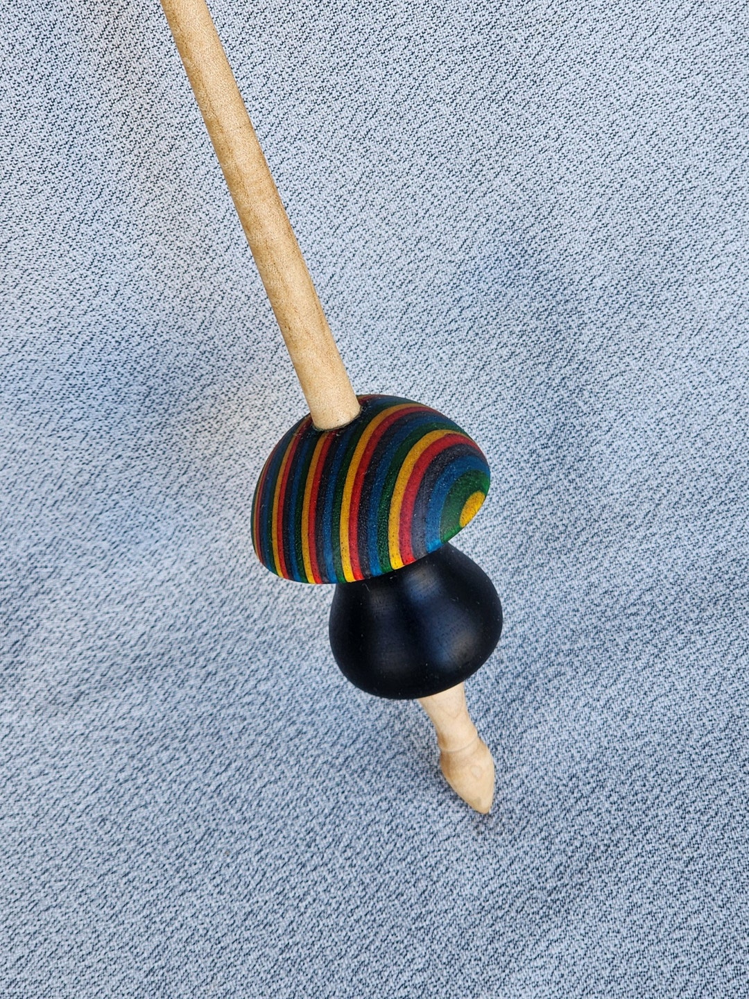 Drop Spindle Mushroom Support Spinning Colorwood and Ebony - Etsy