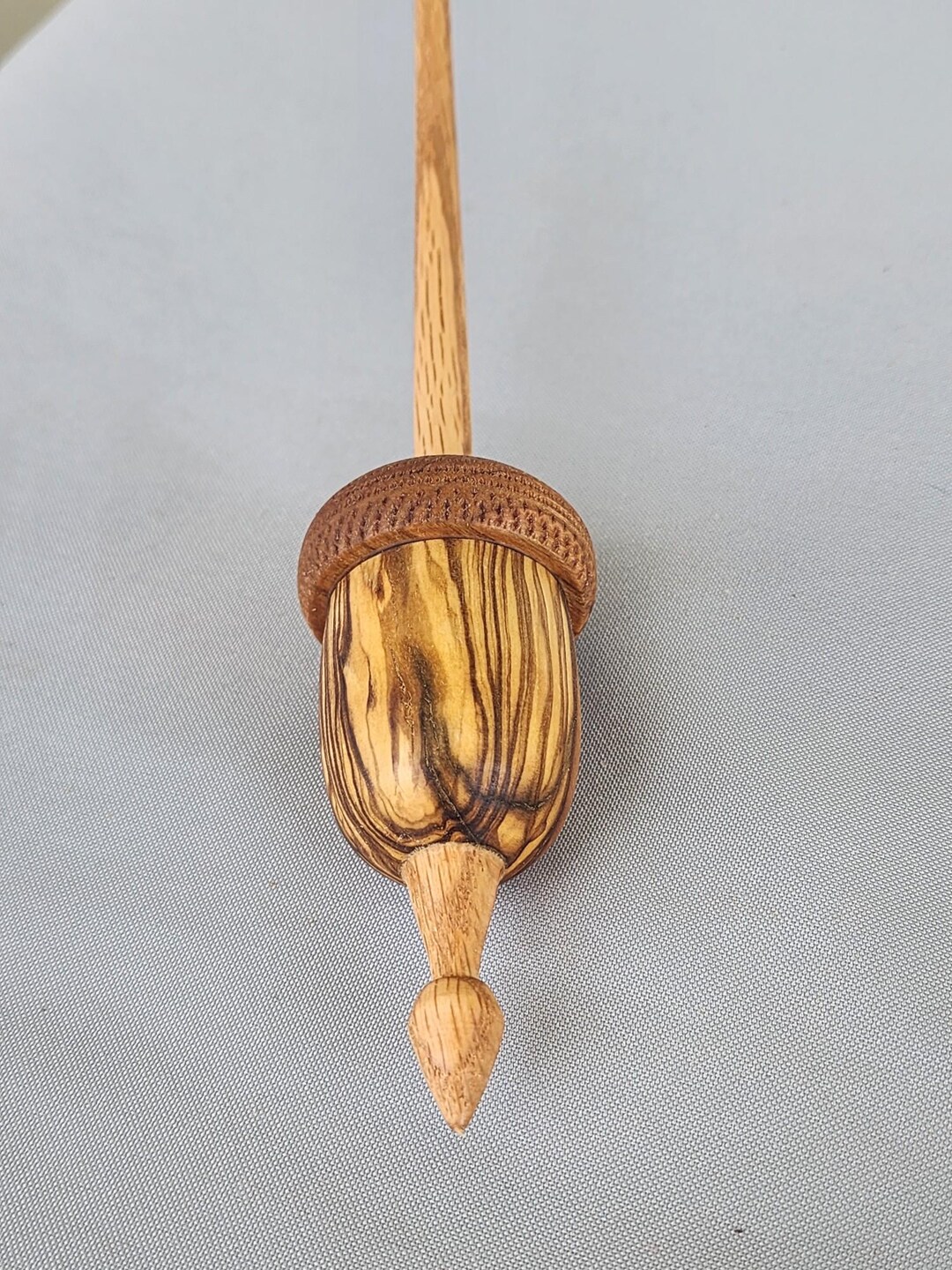 Drop Spindle - Acorn - Support Spinning - Olivewood and Cherry - Bottom ...