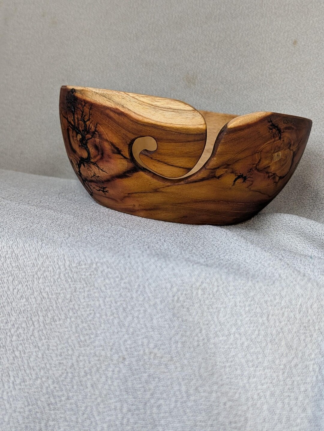Yarn Bowl - Figured Teak - Litchenburg Decorated - Etsy