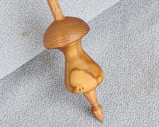 Drop Spindle - Mushroom Style - Support Spinning - Oak and Olivewood - Etsy