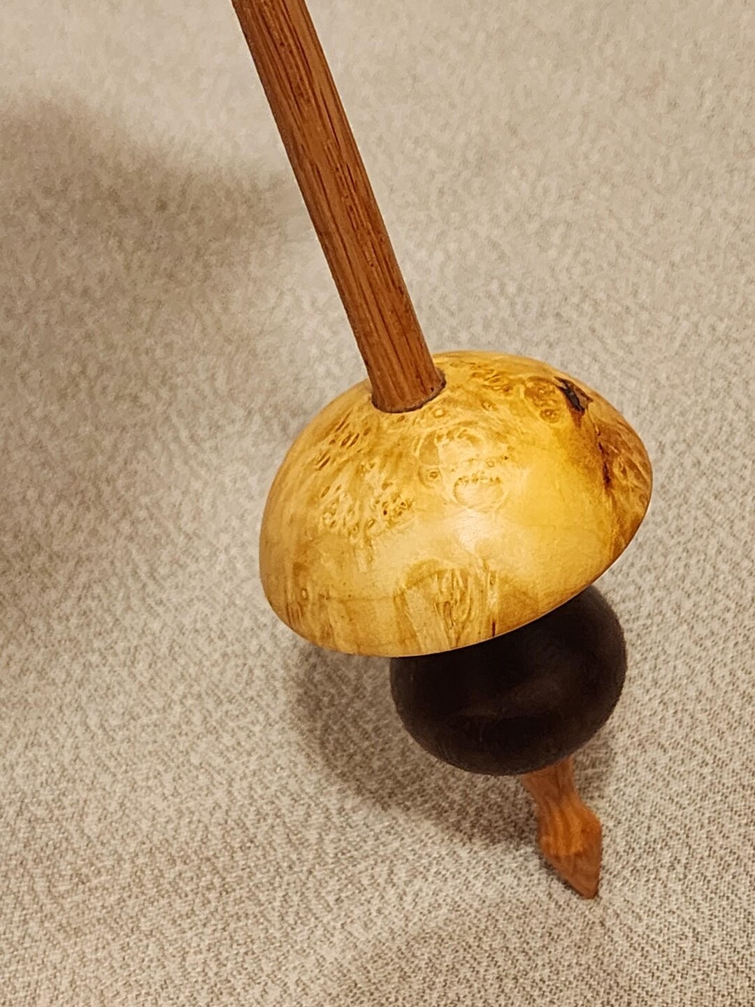 Drop Spindle - Mushroom Style - Support Spinning - Walnut and Box Elder ...