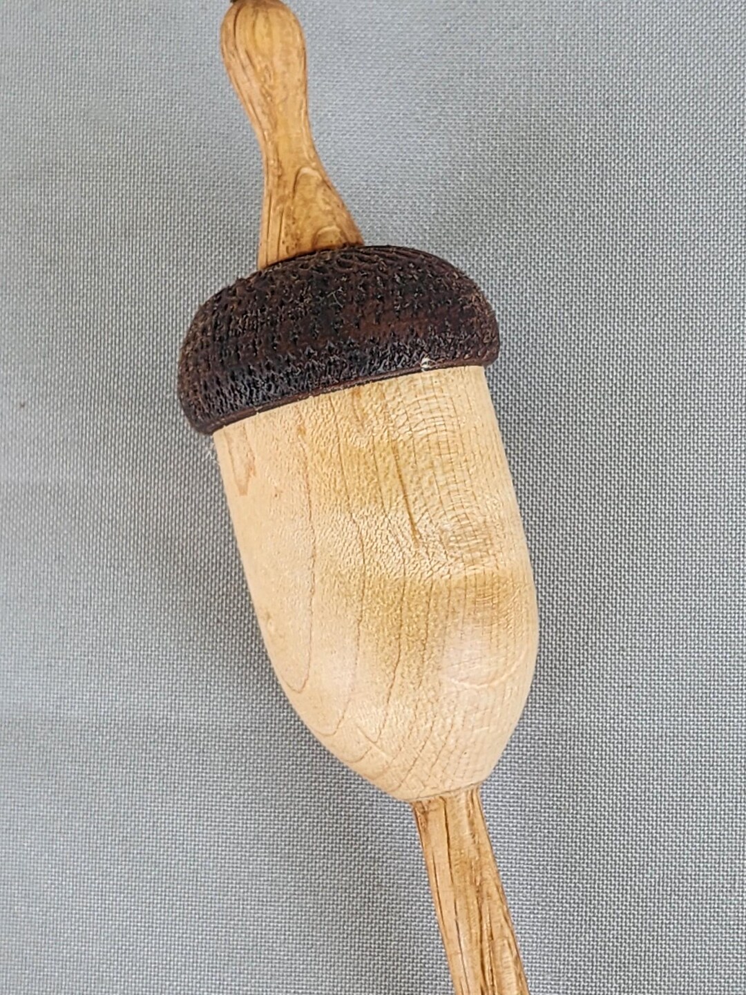 Drop Spindle - Acorn Style - Support Spinning - Figured Maple and ...