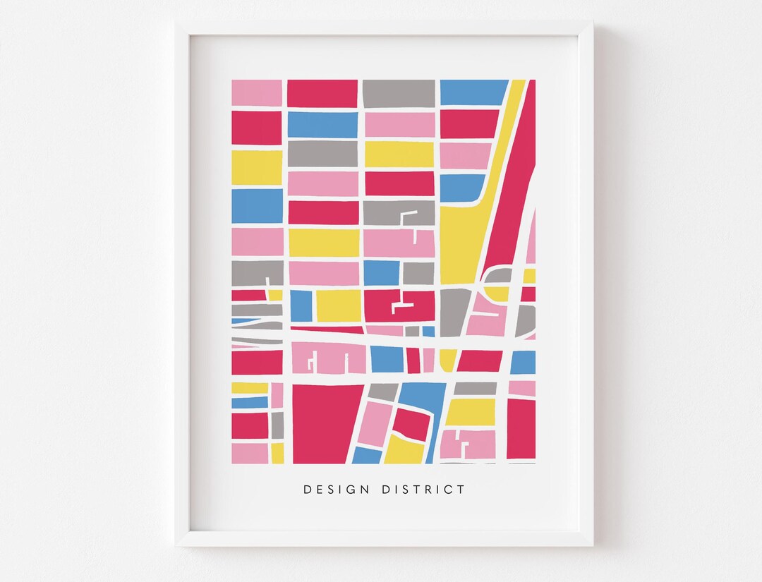 Design District Wall Art Map - Colorful and Minimalist - High Quality ...