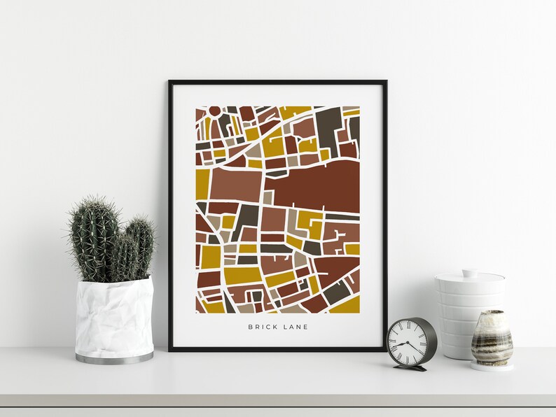 London Brick Lane Minimalist Art Map Colorful and Minimalist High ...