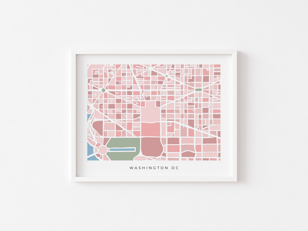 Washington DC Print - Washington DC Map - Cherry Blossoms Wall Art Map ...