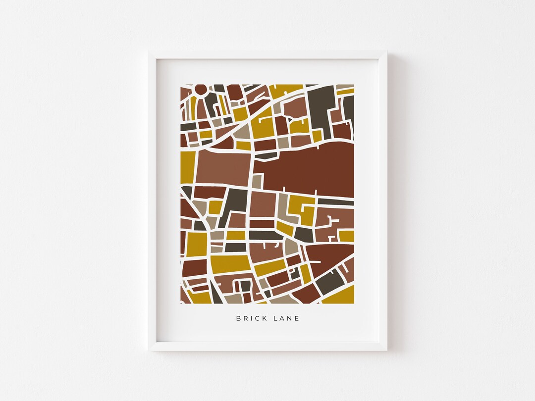 London Brick Lane Minimalist Art Map Colorful and Minimalist High ...