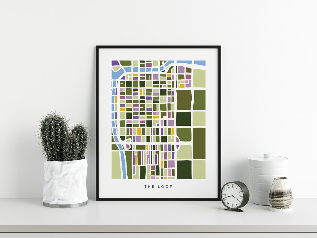 The Loop Map Print – Chicago Wall Art – Minimalist & Colorful City Map ...