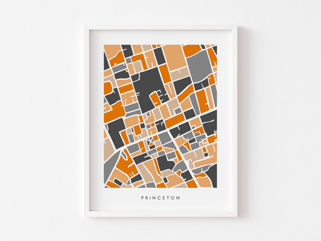 Princeton NJ Map Print - College Wall Art – University Dorm Decor - Etsy