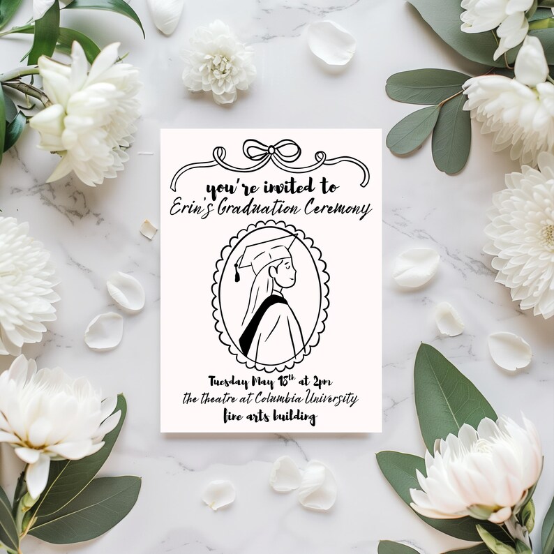 Graduation Invitation Template, Editable 5x7 Printable Invite, College ...